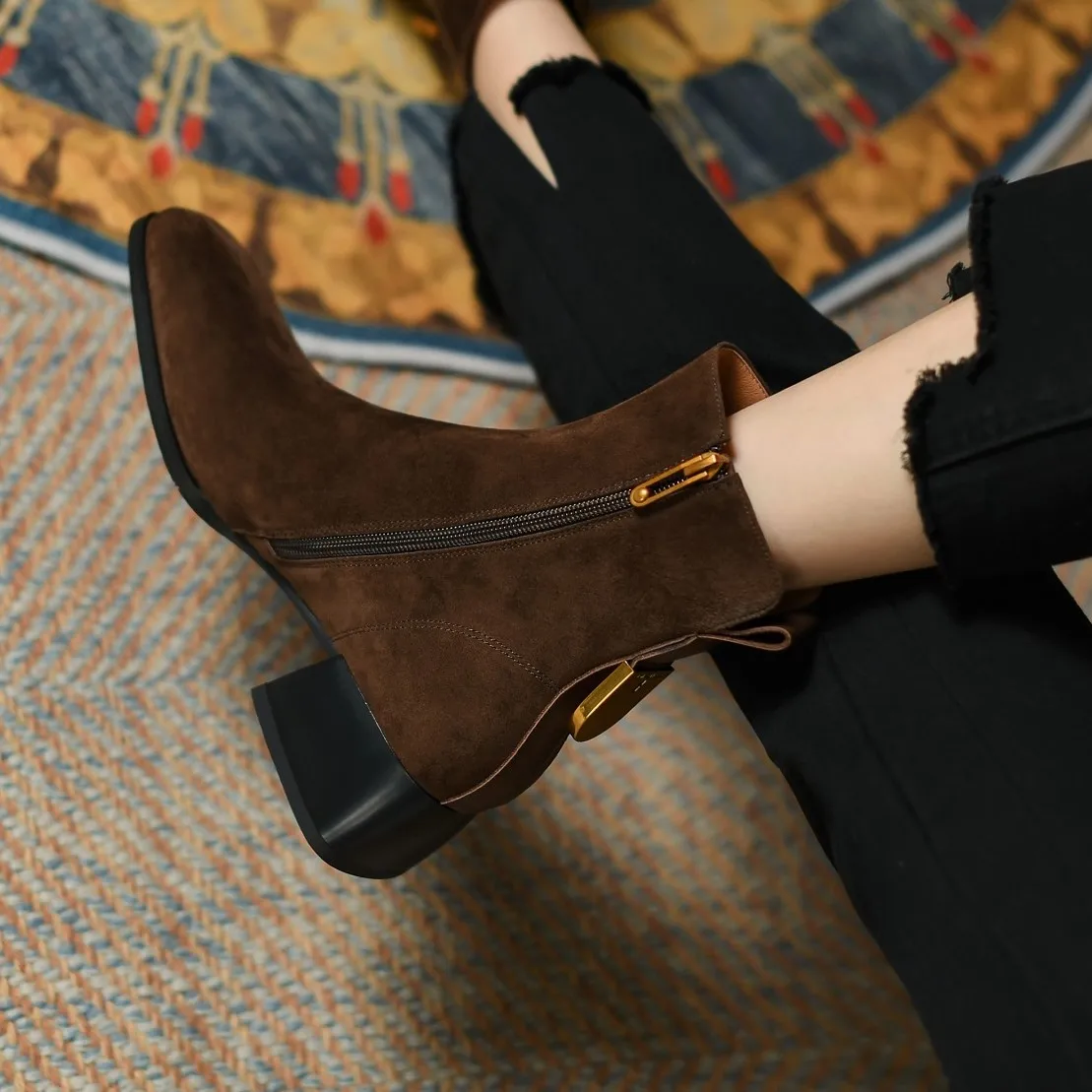 Simple-Stylel-Women-Ankle-Boots-Autumn-Spring-Natural-Suede-Shoes ...