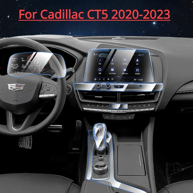 For-Cadillac-CT5-2020-2023-Car-Interior-Gear-Panel-Center-console-Transparent-TPU-Protective ...