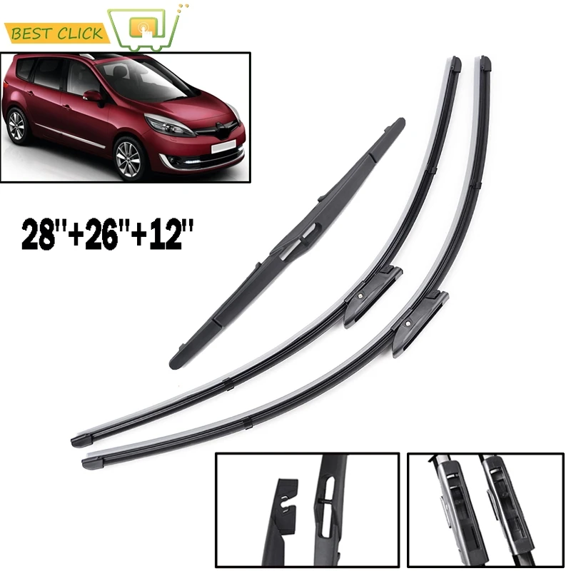 Front Rear Wiper Blades For Renault Scenic 3 /Grand MK3 2009 2010 2011 ...