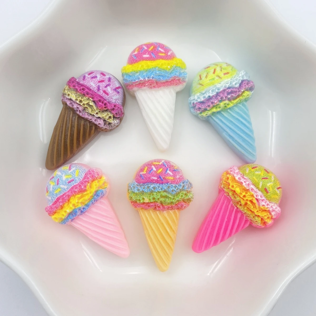 20PCS-cute-cone-ice-cream-flat-back-resin-figurine-DIY-scrapbook-bow ...