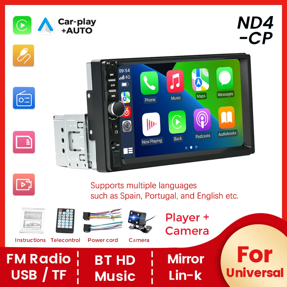 1Din-Carplay-7-Universal-automotiva-multim-dia-radio-android-sistema ...