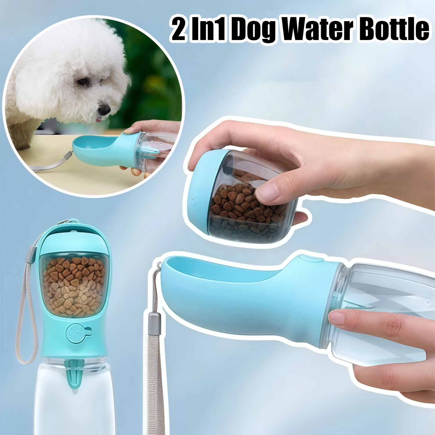 2 In1 Dog Water Bottle With Storage Food And Water Container For Puppy ...