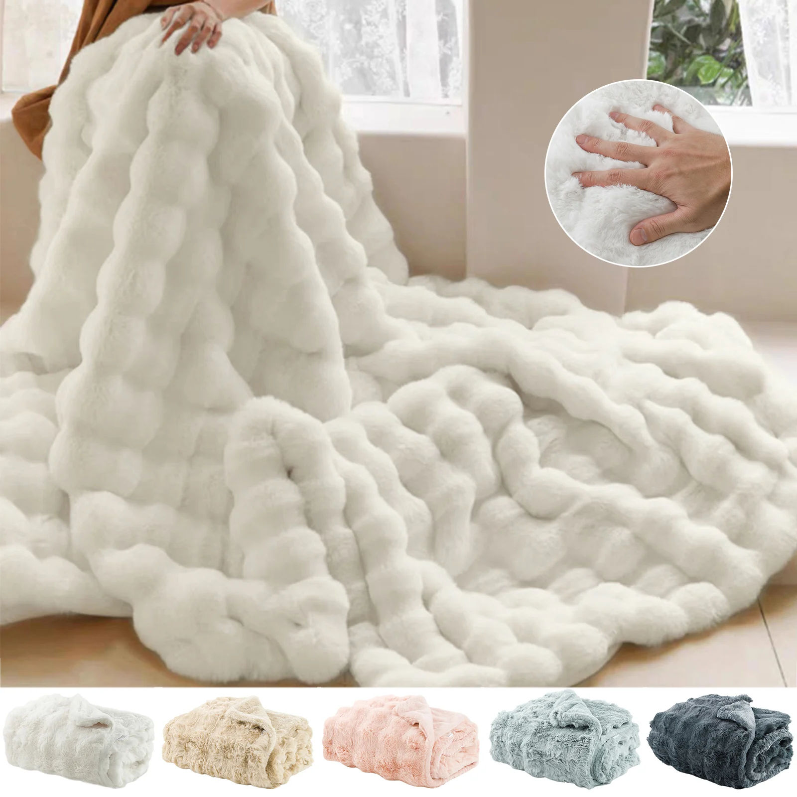 Soft Throw Blanket For Couch Bed Sofa Fluffy Fuzzy Shaggy Blanket Cozy ...