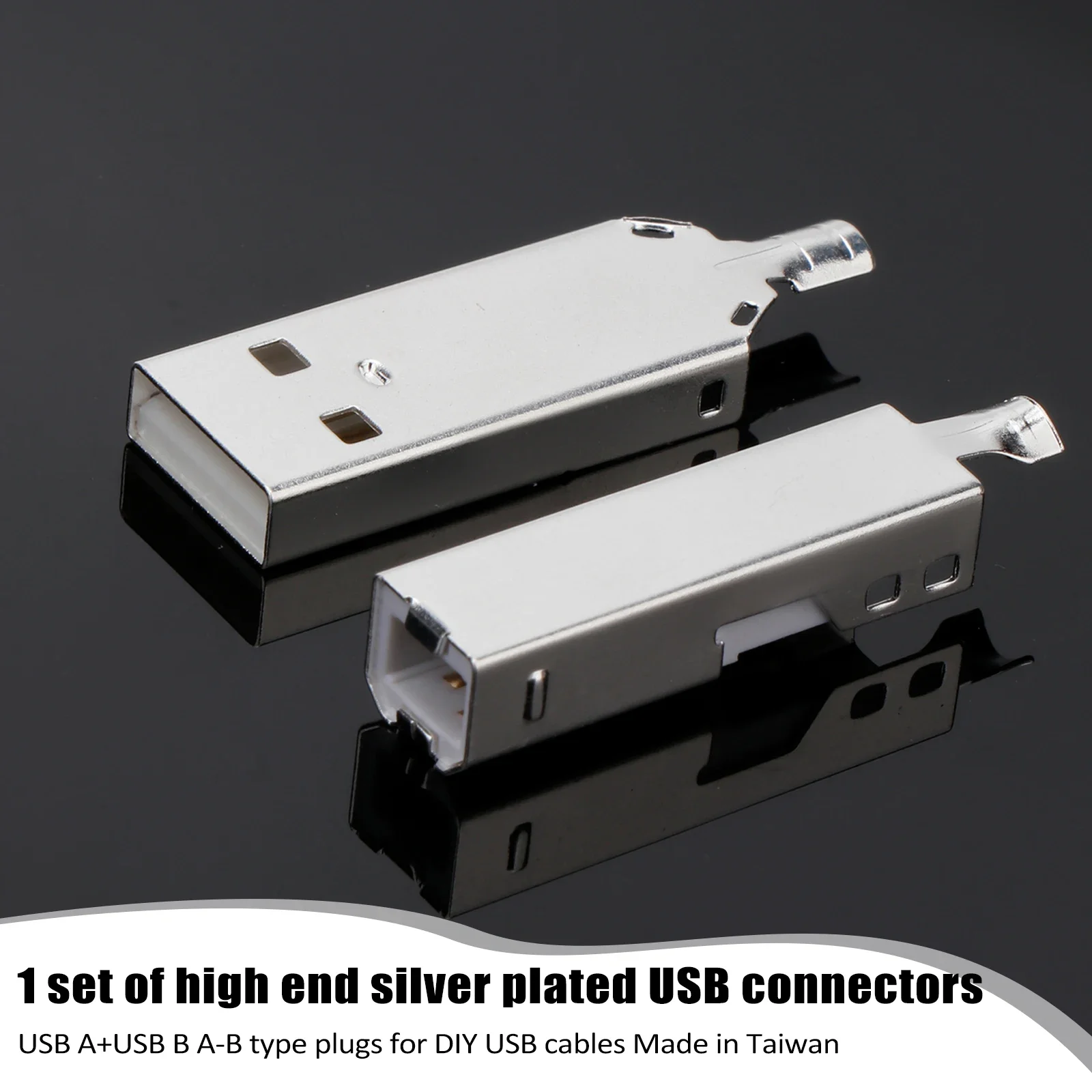 Gold/Silver/Rose Plated USB 2.0 Connector Plugs - A & B Type Solderable ...