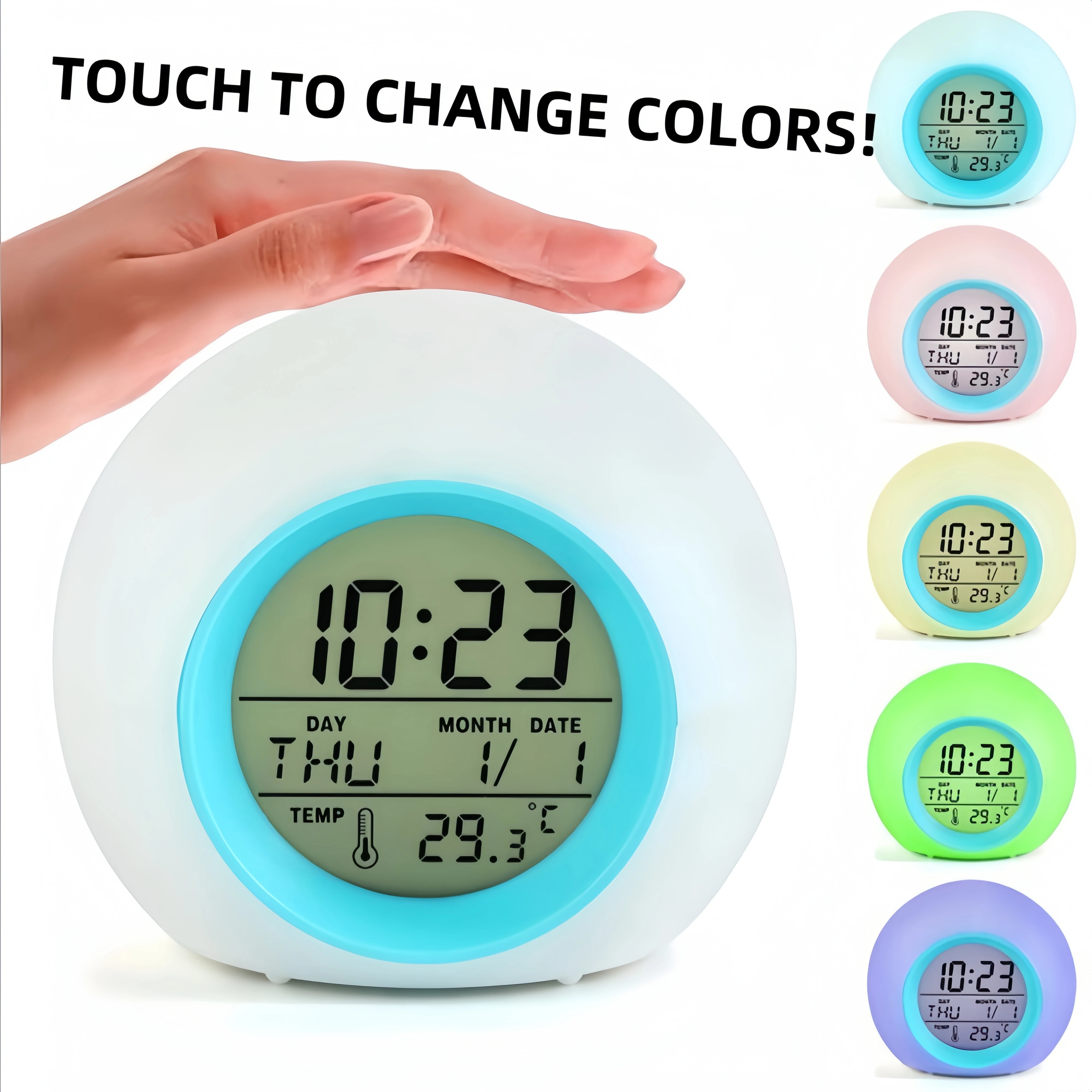 Variable-Colors-Digital-Alarm-Clock-Touch-Sense-Change-Colors ...