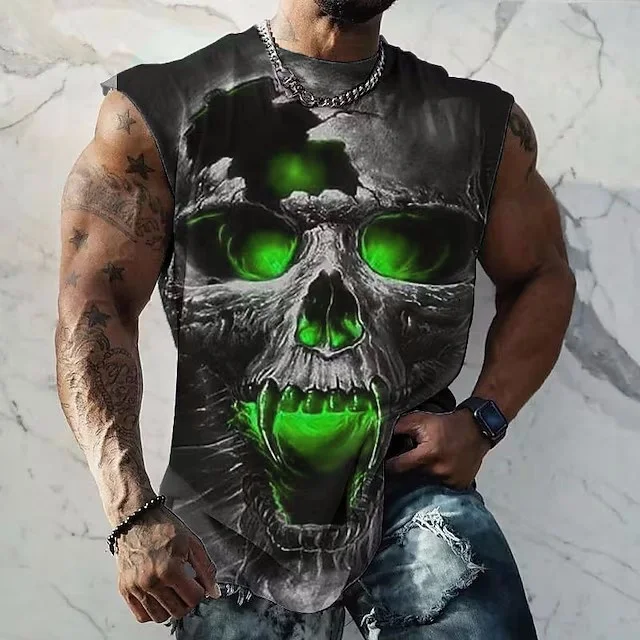 New-3D-Skull-Printed-Tank-Top-Sportswear-for-Men-s-Summer-Cool-Street ...