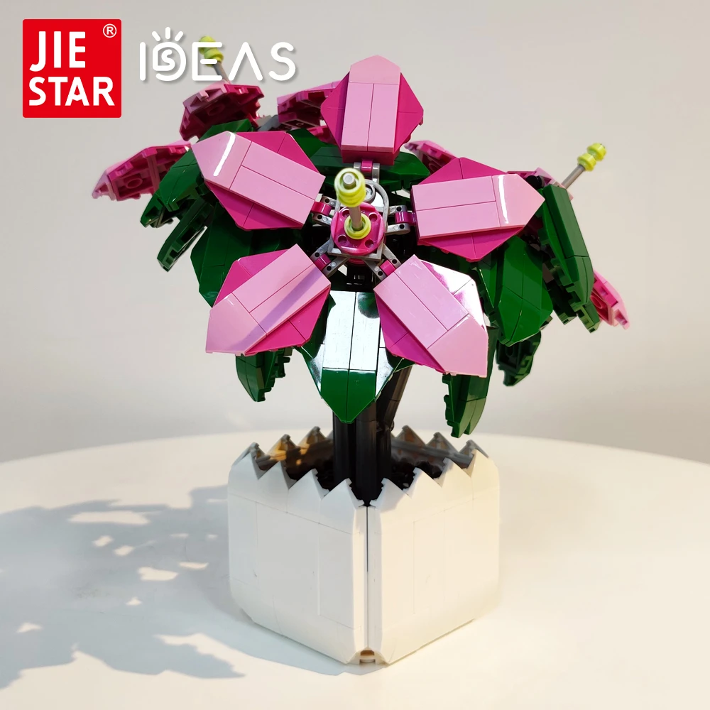 Jiestar Ideas DIY Lily Azalea Rose Bluebell Pink Palm Bouquet Flower ...