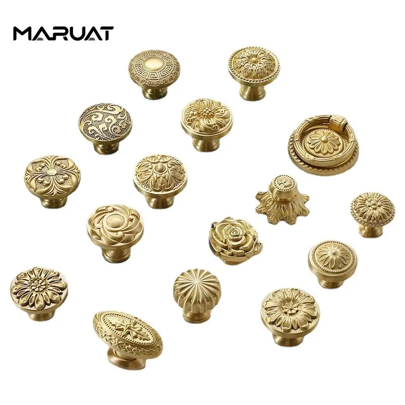 Fancy-Relief-Furniture-Handles-Coppery-Drawer-Knobs-Retro-Dresser-Knobs ...