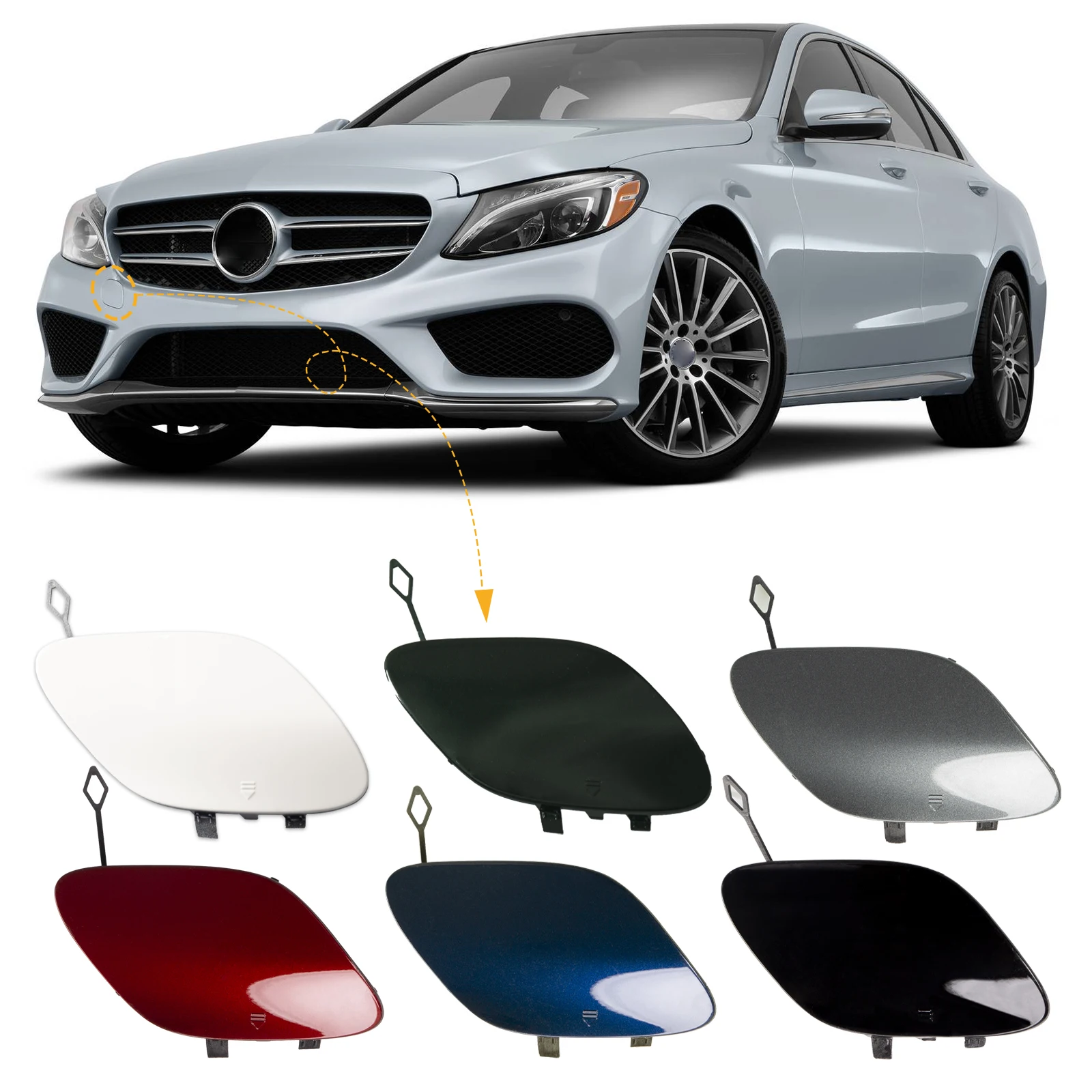Front-Bumper-Tow-Hook-Cap-Towing-Eye-Cover-For-Mercedes-Benz-W205-Sedan ...