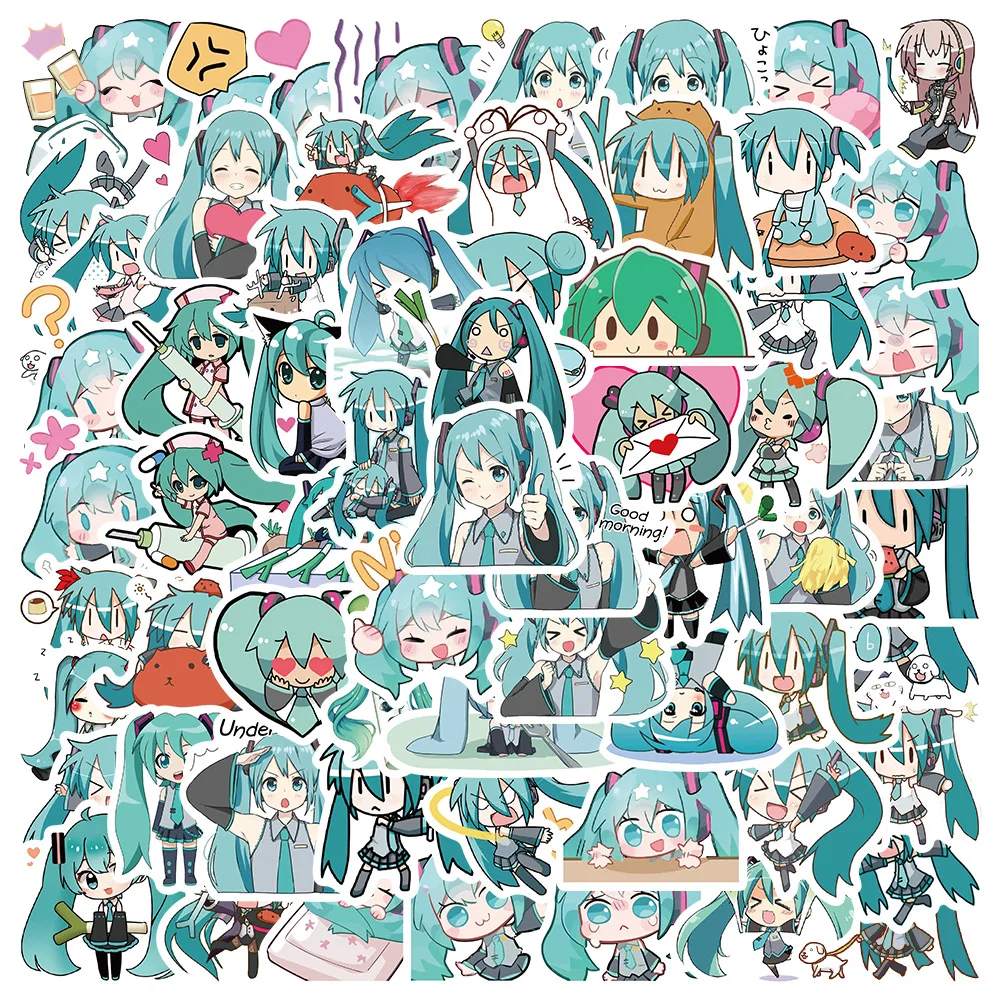 65pcs Cute Cartoon Hatsune Miku Emoji Stickers DIY Phone Case Laptop ...
