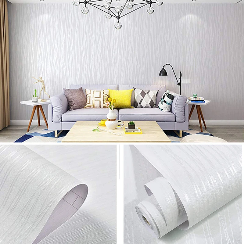 White-Stripe-Peel-and-Stick-Wallpaper-White-Solid-Color-Contact-Paper ...