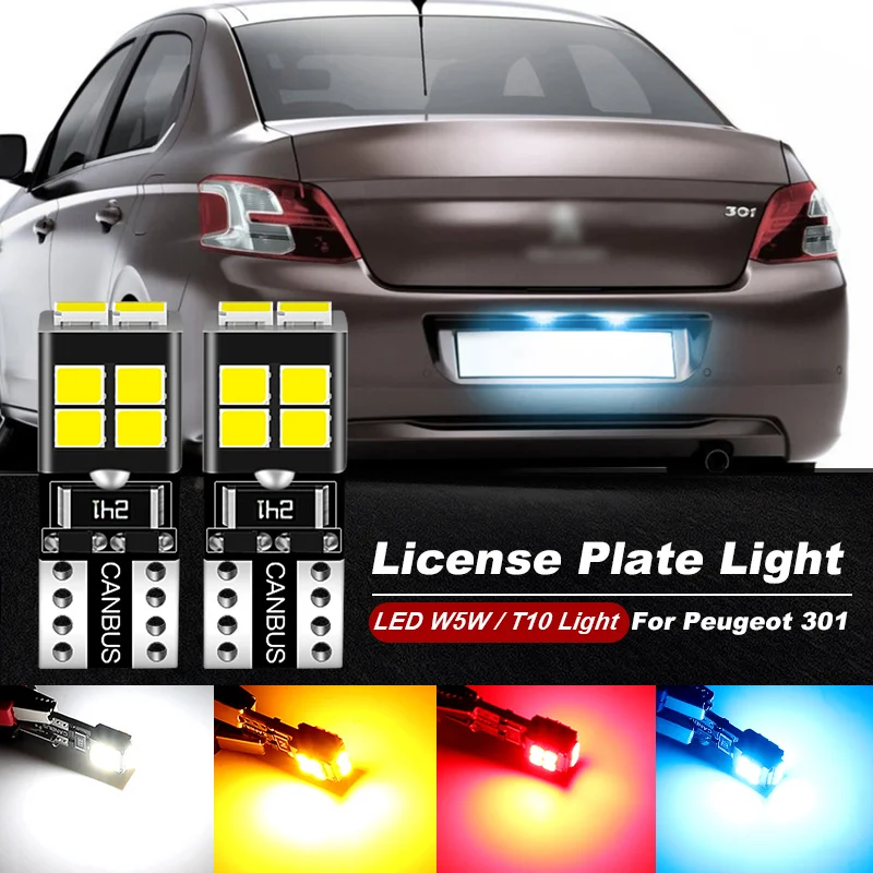 2pcs-LED-License-Plate-Light-bulb-W5W-T10-CANbus-For-Peugeot-301 ...