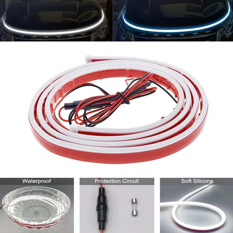 240cm Automobile Engine Hood Guide Light Strip Car 12V LED Daytime ...