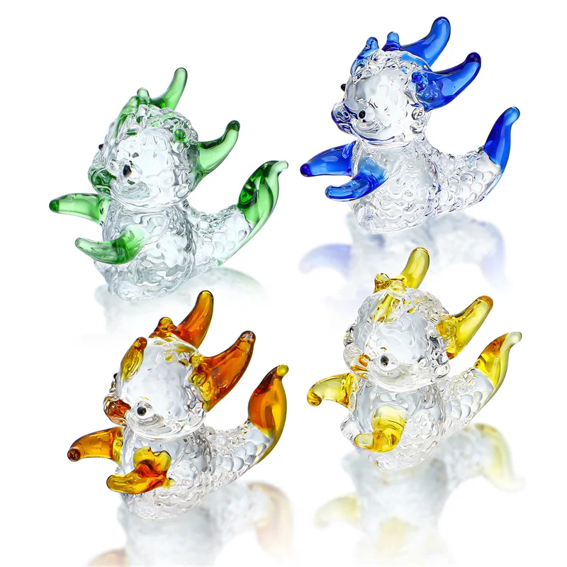 H-D-4pcs-Cute-Mini-Glass-Dragon-Figurines-Hand-Blown-Colorful-Glass-Art ...
