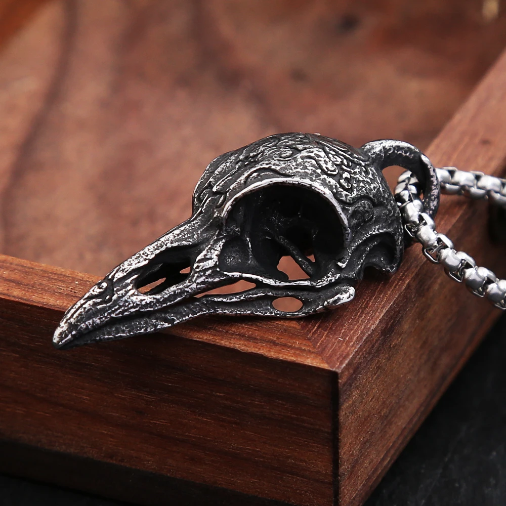 Crow Skull Amulet Pendant | Stainless Crow Necklace | Dropship Pendant ...