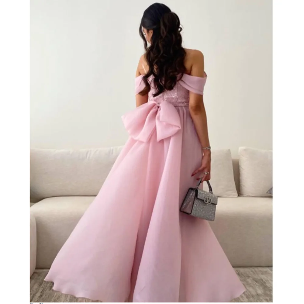 Exquisite-Elegant-Pink-Formal-Evening-Dress-Floor-Length-Sleeveless-Off ...