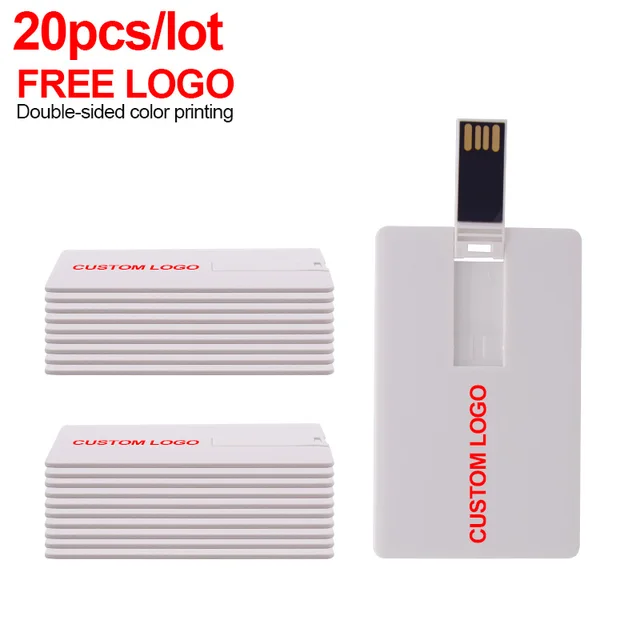 20pcs/lot Credit Card USB Flash Drive 2.0 Pendrive 64GB 32GB 16GB 8GB ...