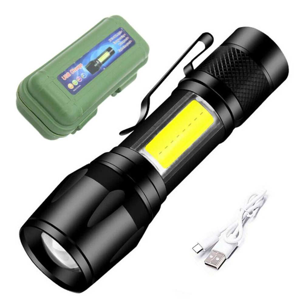 Mini lampe de poche étanche à LED XPE + COB, 3 Modes de recharge, lampe ...