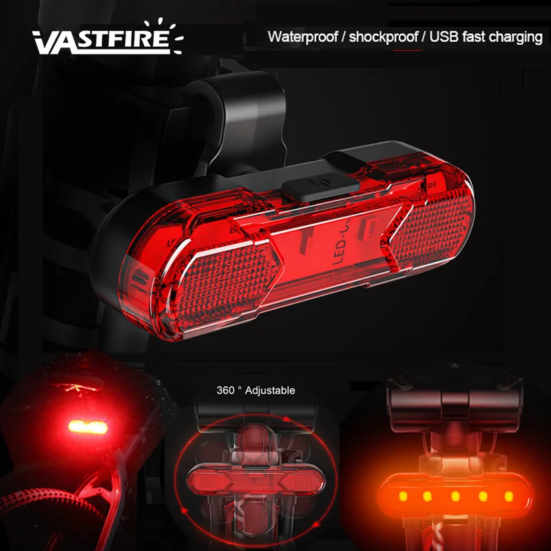 Bike-Taillight-5-Leds-Red-Light-Riding-Warning-Rear-Light-Usb ...