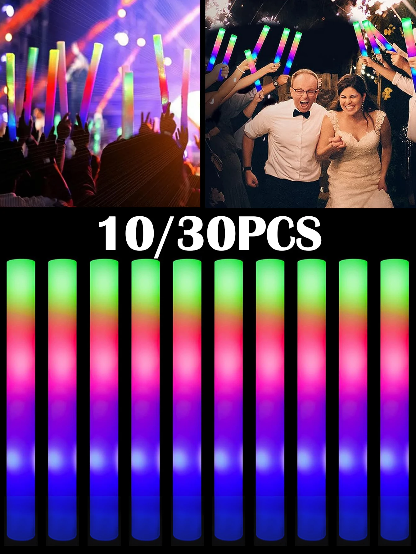 Led-Luminous-Sticks-Party-Rave-Foam-Glow-Stick-Rgb-Fluorescent-Dark ...