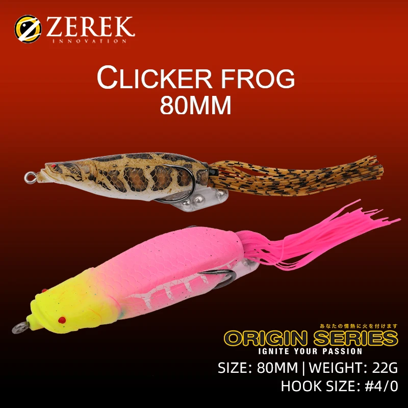 24-ZEREK-Clicker-Frog-Floating-Lure-Soft-Frog-80MM-22G-Hook-Size-4-0 ...