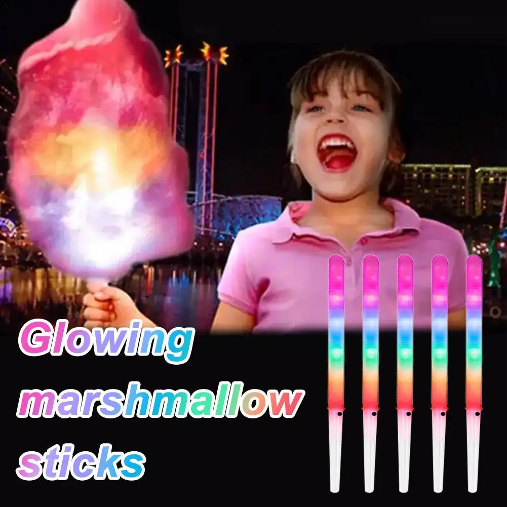 5-10-PCS-Colorful-LED-Glow-Sticks-Cotton-Candy-Cones-Reusable-Glowing ...