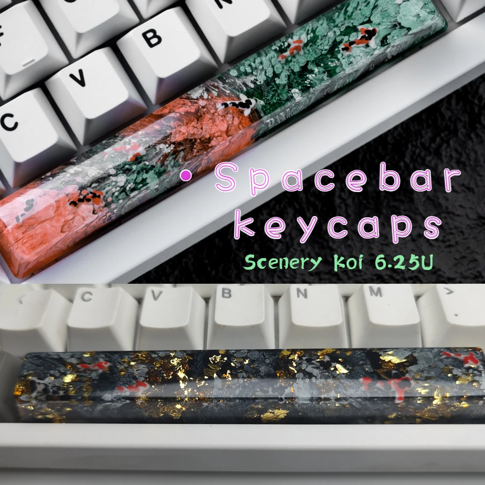 Handmade-Scenery-Koi-Spacebar-Keycaps-6-25U-Custom-Artisan-Resin ...