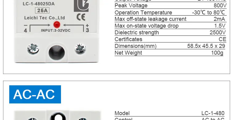 LCTC 10A 25A 40A SSR Solid State Relay With Heat Sink DA AA DD VA For ...