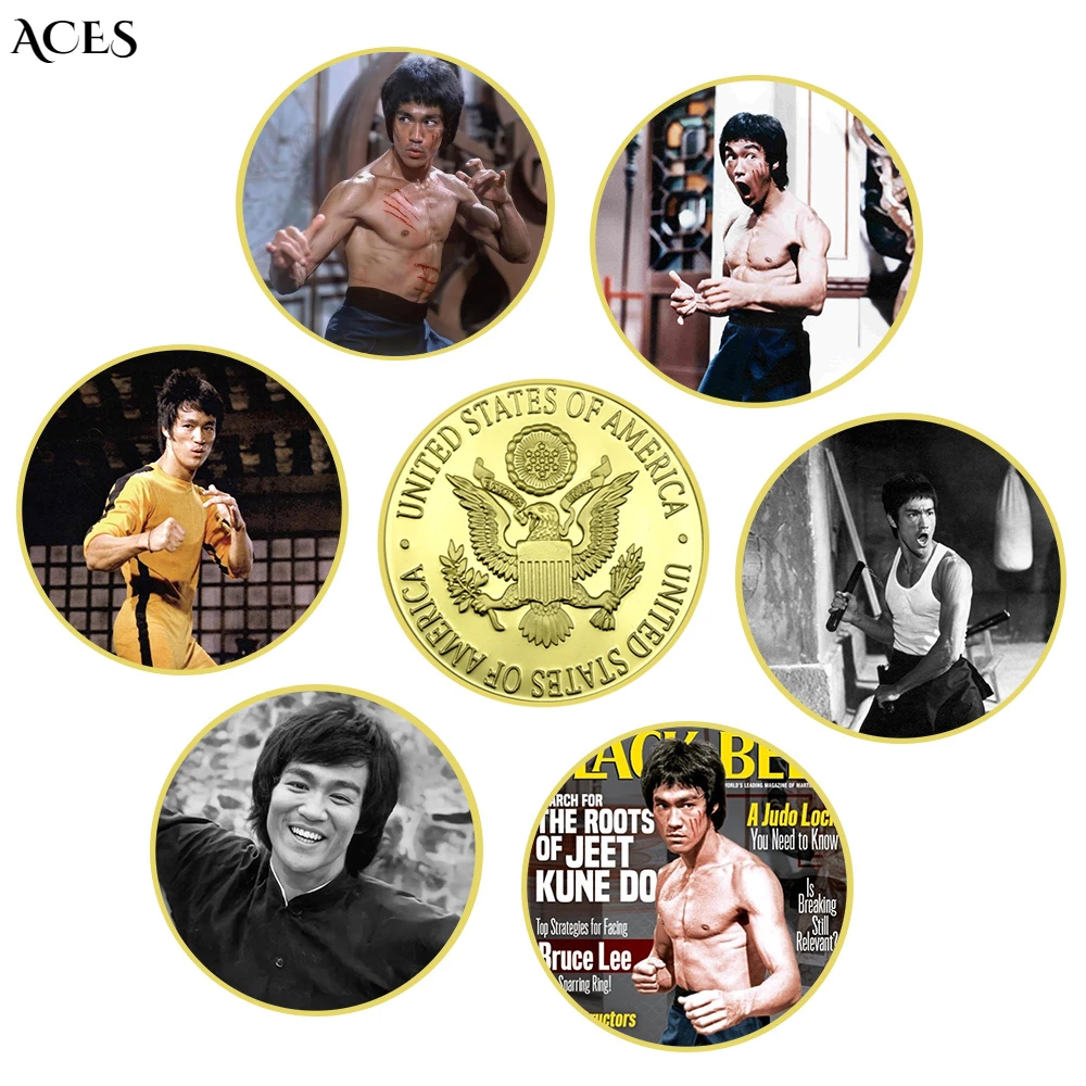 Kung Fu Master Coin Set Bruce Lee Gold Plated Commemorative Coin ...