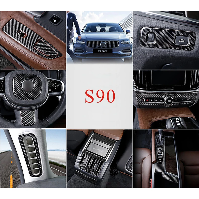 Carbon-Fiber-Sticker-Car-Accessories-Gearshift-Frame-Trim-Door-Armrest ...