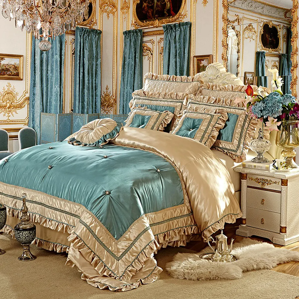Luxury-Bedroom-Bedding-Kit-Imitation-Silk-Duvet-Cover-Bed-Nine-Piece ...