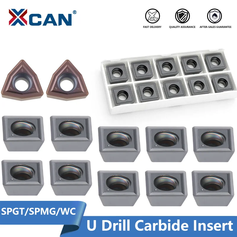 XCAN-Drill-Bit-Carbide-Insert-U-Drilling-Blade-10pcs-SPGT-SPMG-WC ...