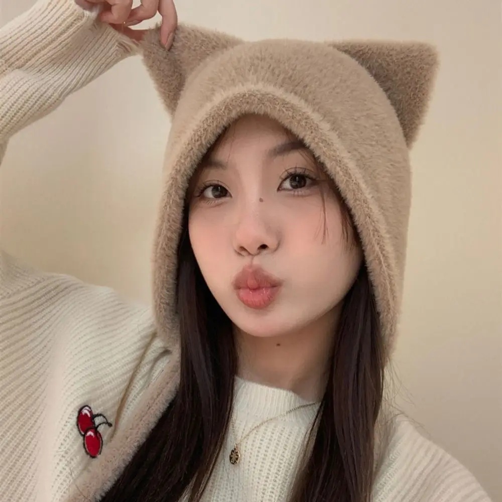 Gorro-de-lana-de-punto-para-gato-gorros-coreanos-con-orejeras-protecci ...