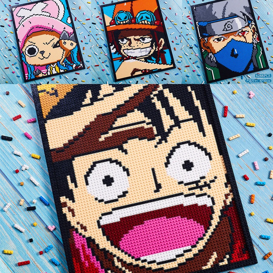 Anime One Piece Building Block Luffy Chopper Ace Naruto Kakassi Jiraiya ...