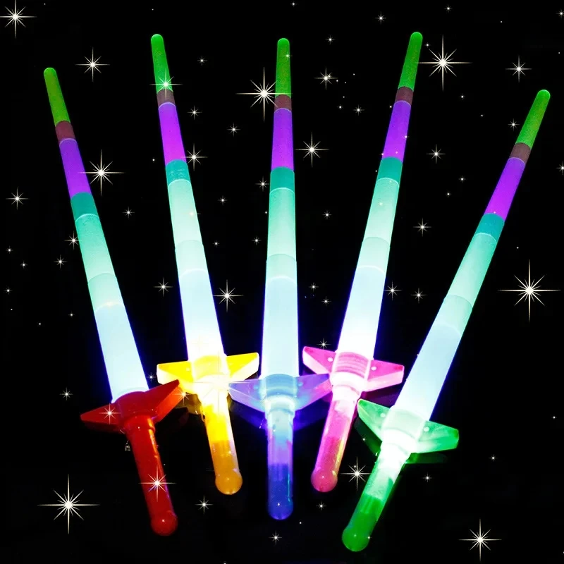 10-20-Pcs-4-Section-Extendable-LED-Glow-Sword-Kids-Toy-Glowing-Stick ...