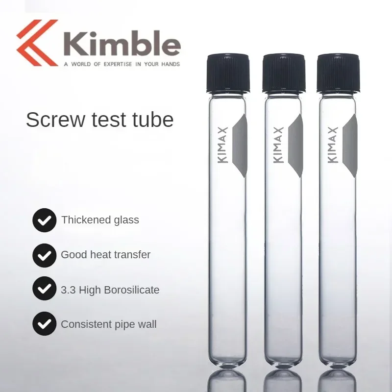 Kimble Glass Test Tubes Borosilicate Thickened Screw Top Black Cap ...