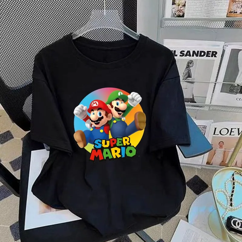 Super-Mario-print-t-shirts-round-neck-top-cartoon-t-shirt-student ...