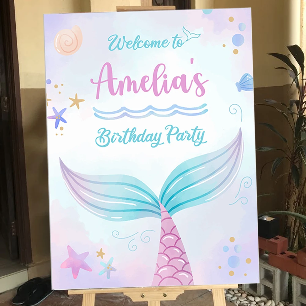 Personalized-Welcome-Sign-Mosaic-Board-Mermaid-Welcome-Birthday-Party ...