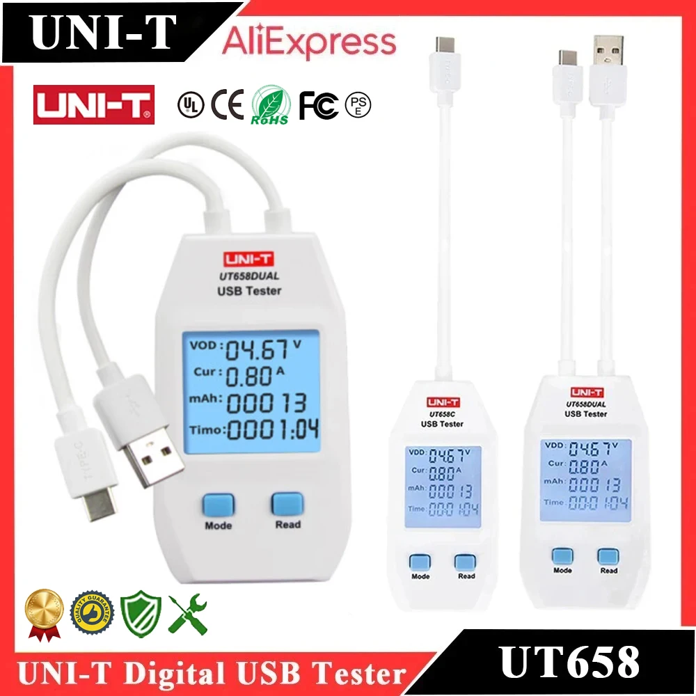 UNI-T-UT658-USB-Tester-Charger-Type-A-C-Interface-Mobile-Fast-Charge ...