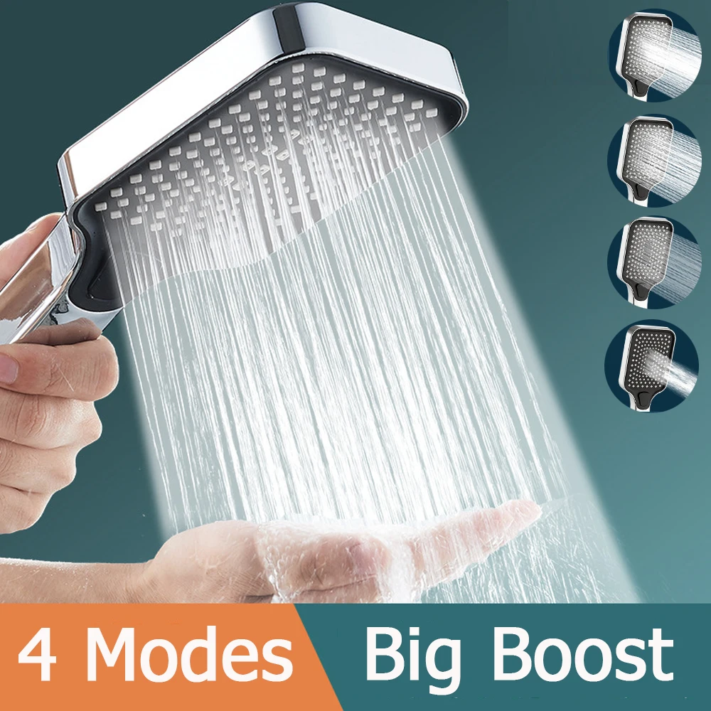 Large-Flow-High-Pressure-Shower-Head-Silver-4-Modes-Eco-Water-Saving ...