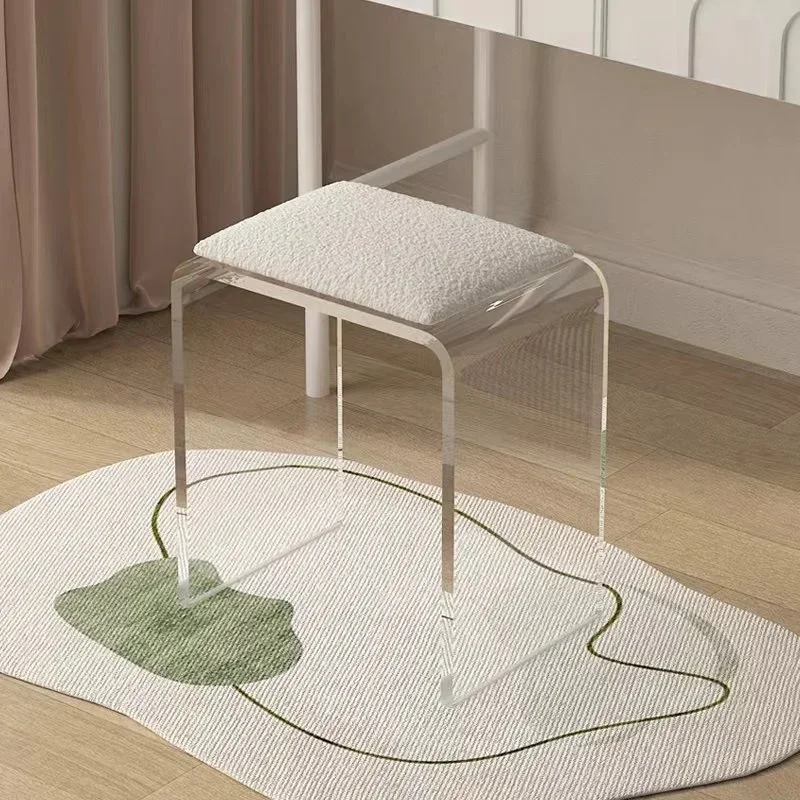 Transparent-Acrylic-Foot-Stool-Opulent-Lamb-Wool-Makeup-Chair-Luxe ...