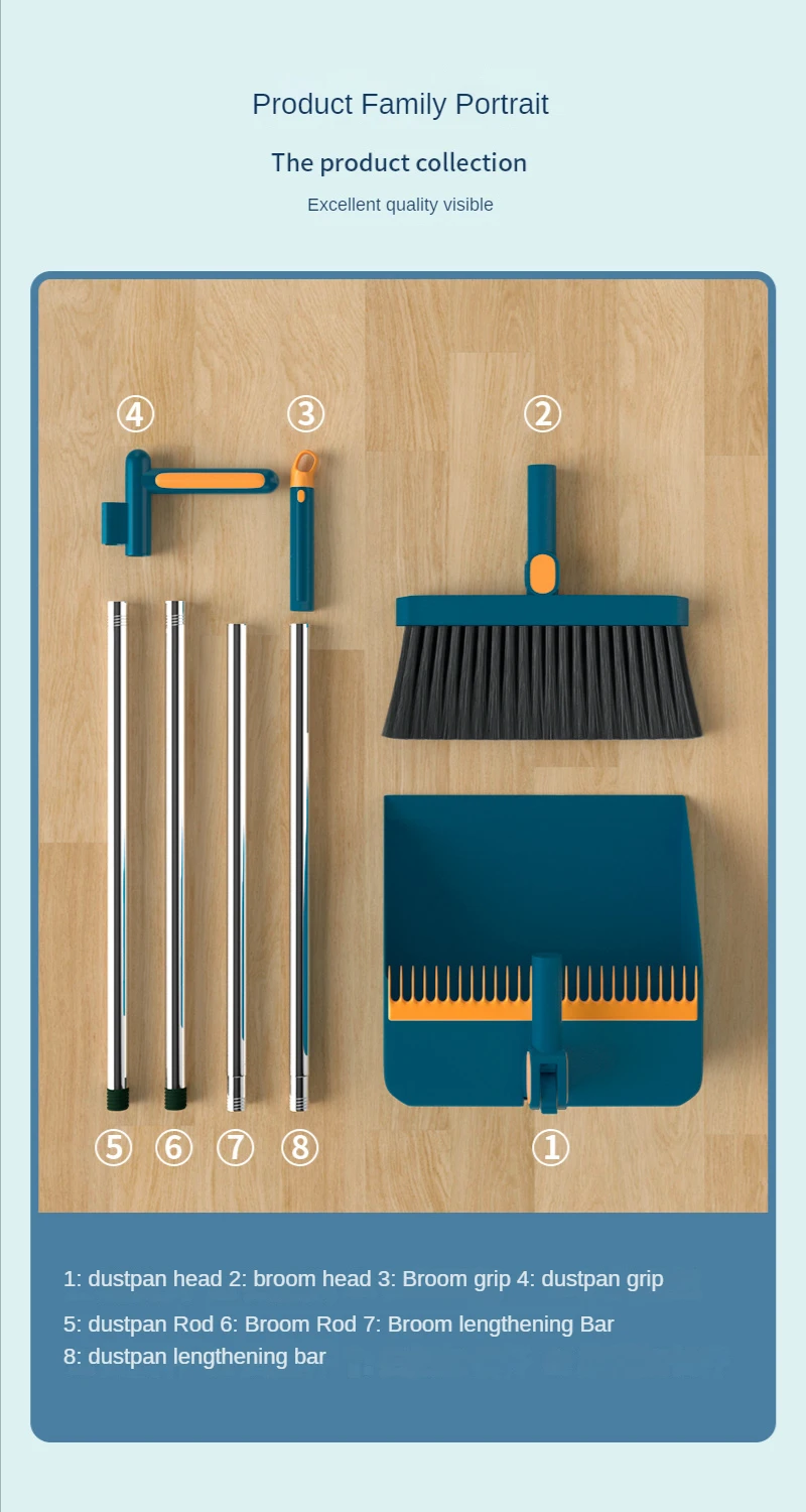 Nettoyage sol,Ensemble de balai et pelle à poussière pliants,balai ...