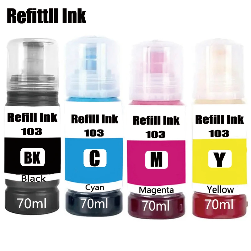 T103 103 104 Refill Dye Ink For Epson Eco Tank L1110 L3100 L3110 L3111 ...