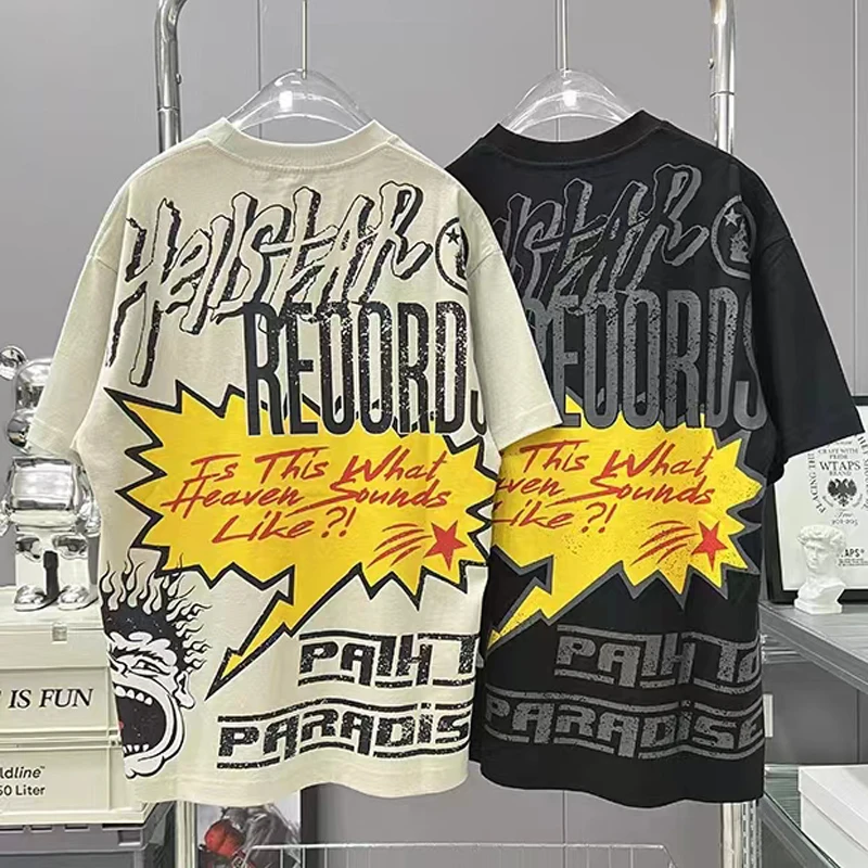 Real-Photo-Hellstar-T-shirt-American-High-Street-Hip-Hop-Alphabet-Print ...