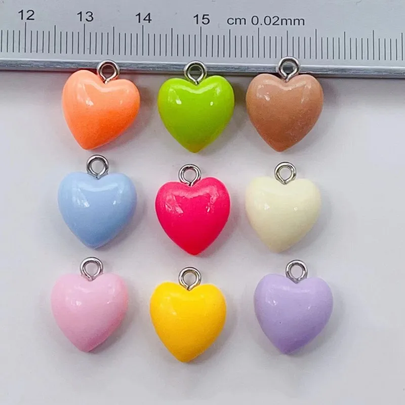 10pcs Cartoon Colorful Love Hearts Resin Charms Kawaii Resin Cute ...
