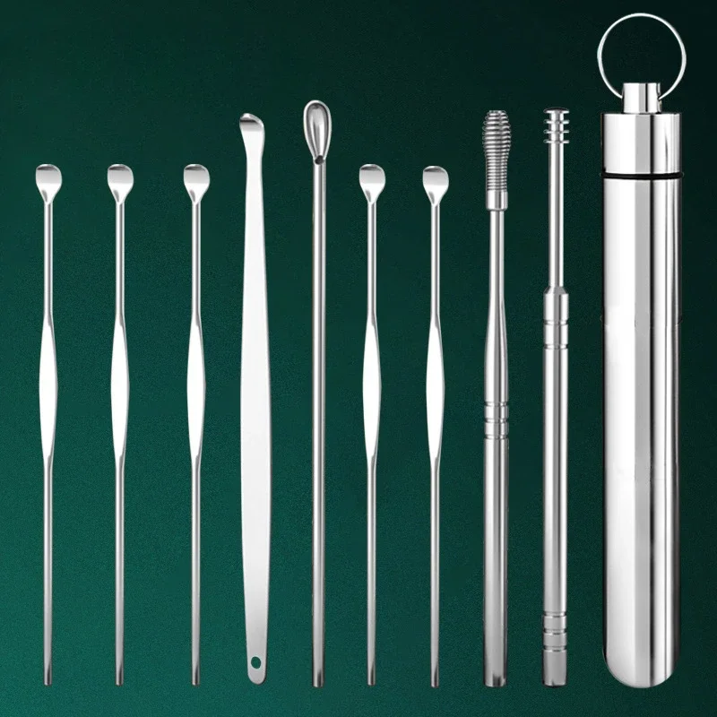 10-9Pcs-set-Ear-Wax-Pickers-Stainless-Steel-Earpick-Wax-Remover ...