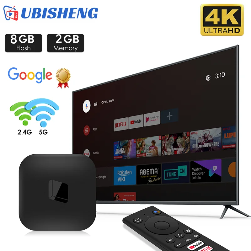 Ubisheng Google Certified Android Tv Box Hako Mini Smart Tv Set Top Box 2gb 8gb 4k Ultra Hd ...