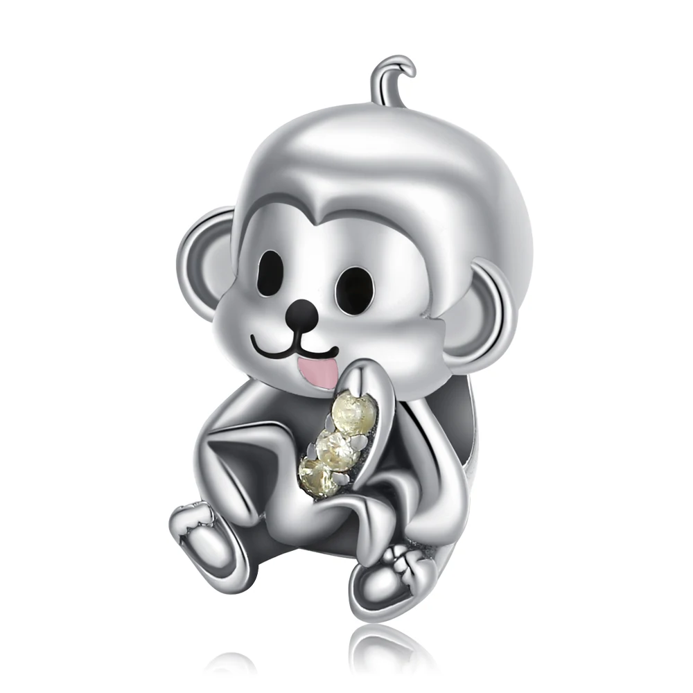 Creative-925-Sterling-Silver-Cute-Cartoon-Holding-Banana-Monkey-Charm ...