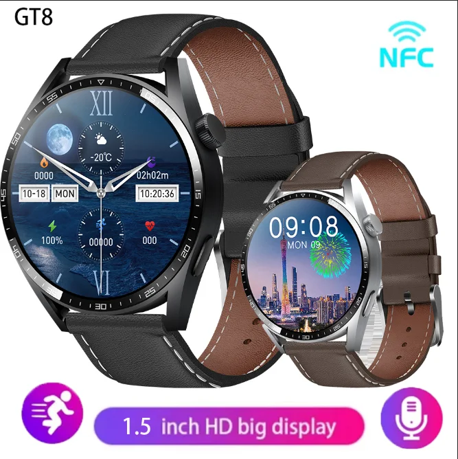 GT8-Sports-Smartwatch-para-Homens-Tela-Grande-Chamada-BT-NFC-Monitoramento-de-Sa-de-Carregamento ...