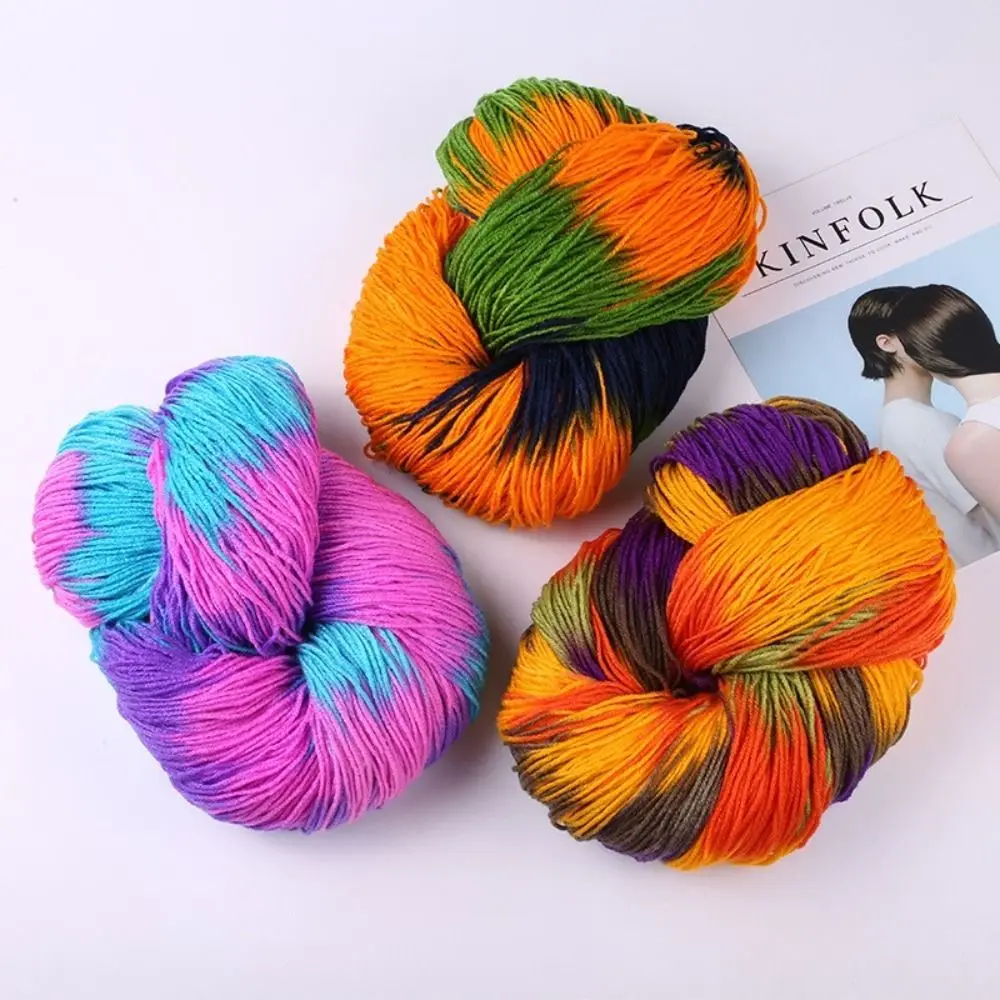 Soft Acrylic Wool Yarn Segment Dyed Mixed Color Knitting Yarn Crochet ...